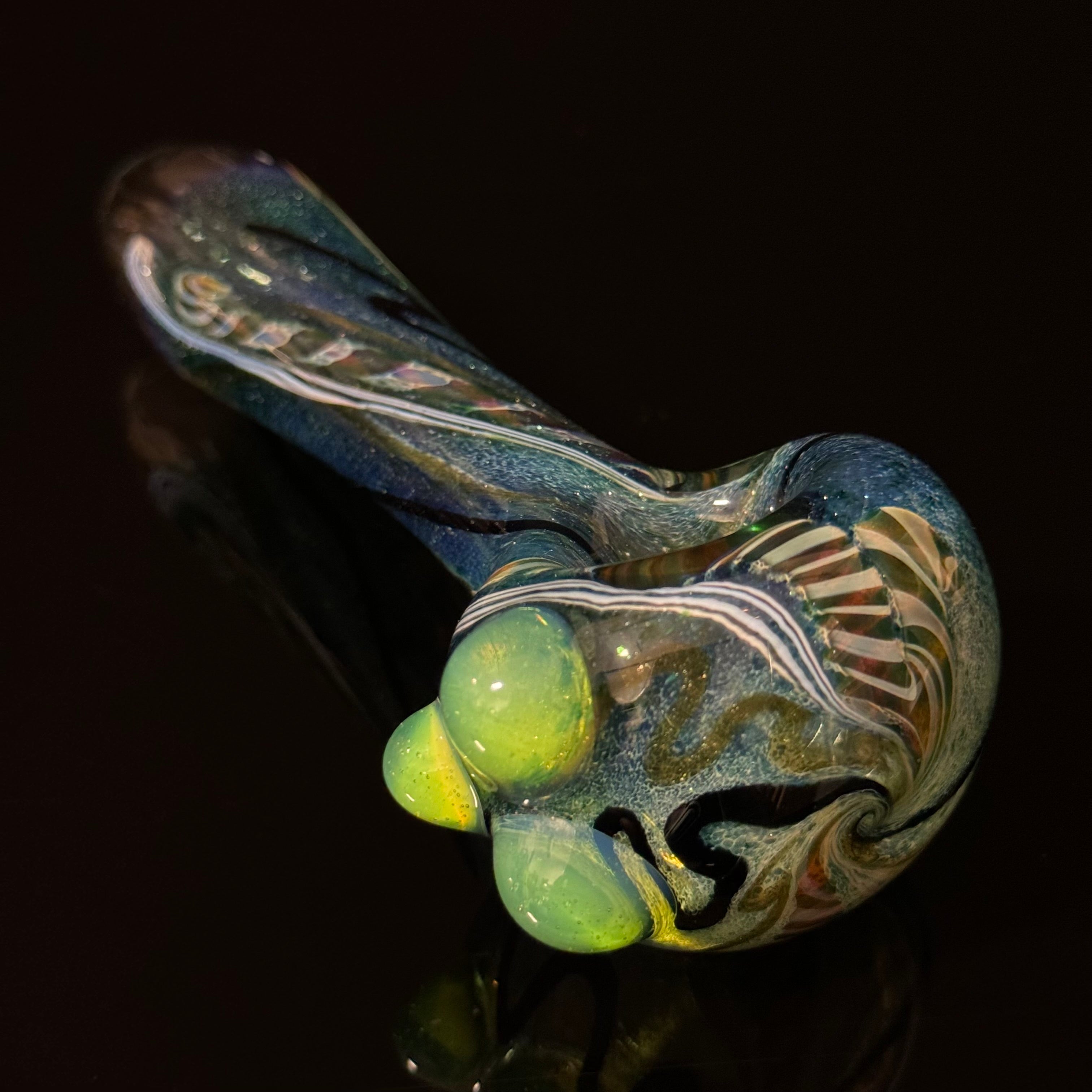 Heavy Inside out Sparkle Blue Glass Pipe with Linework throughout the ...