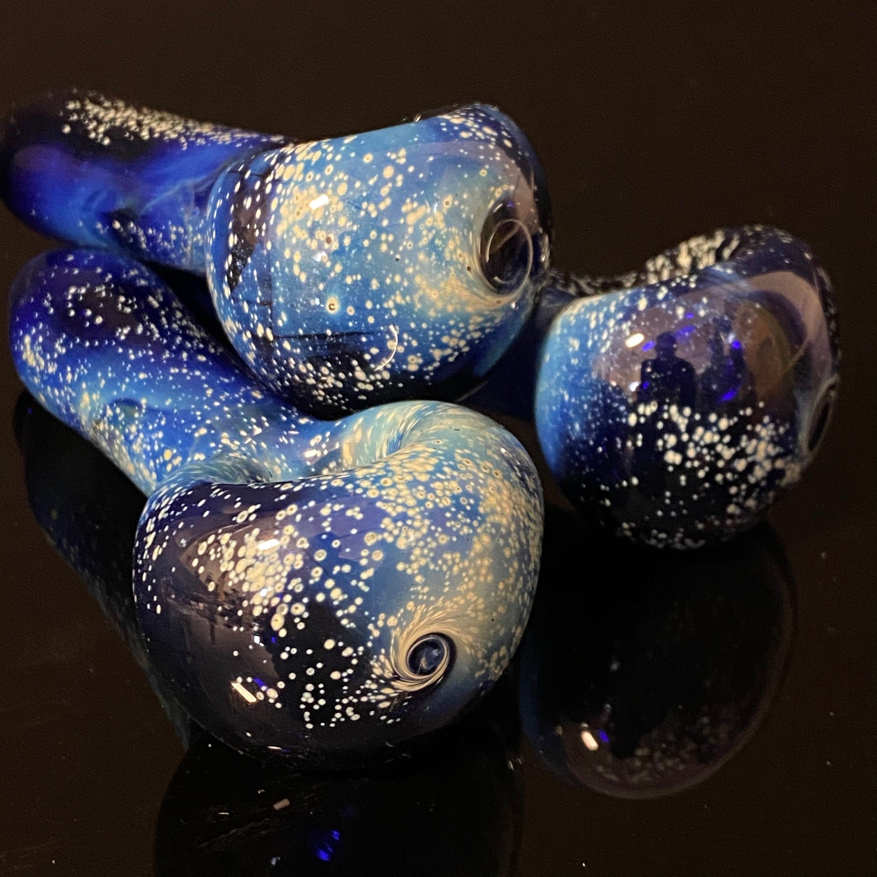 Small Galaxy Pipe Cobalt Space Pipe Pure Silver Fumed Glass Pipe, Head – Vrosh