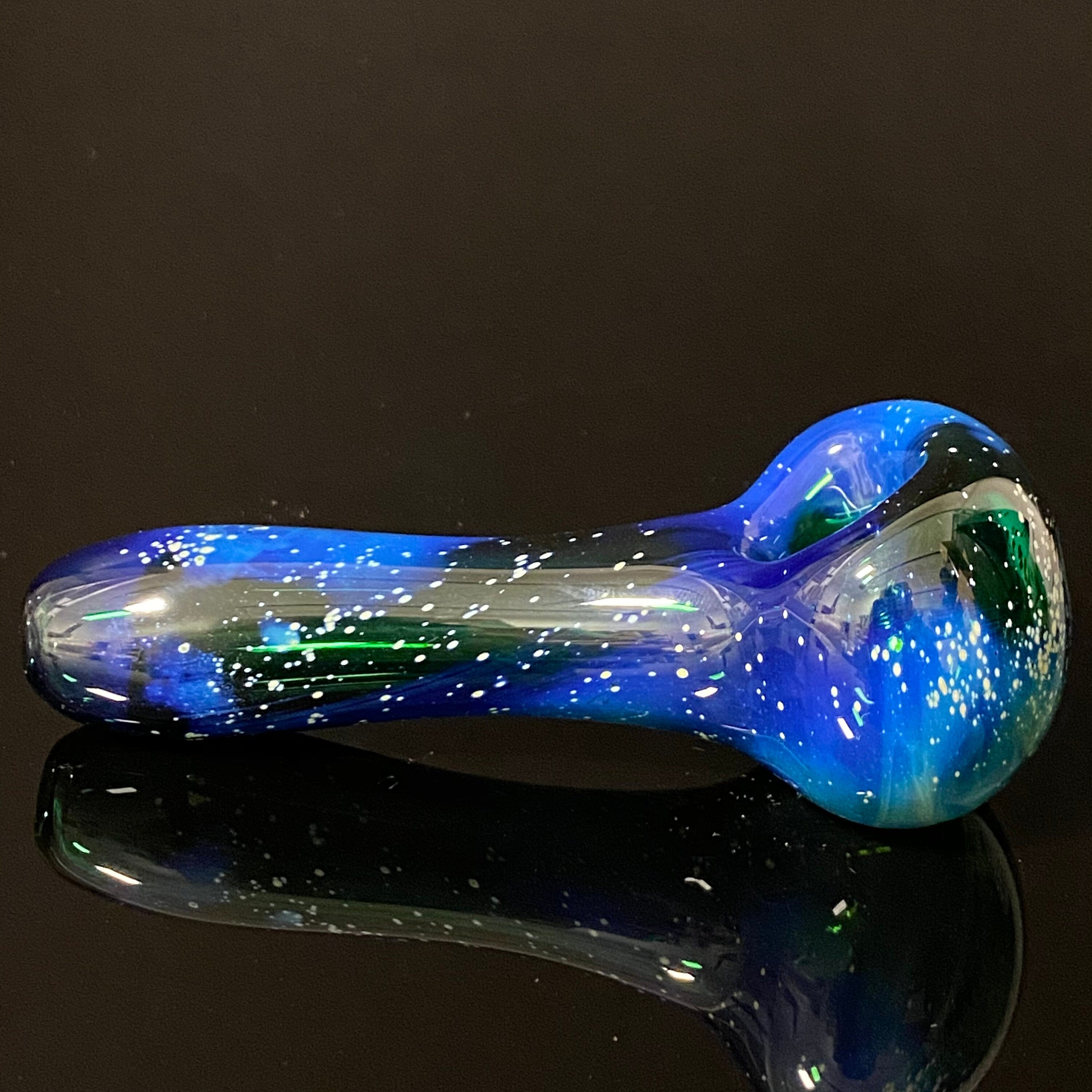 Galaxy Pipe Green Space Pipe Pure Silver Fumed Glass Pipe, Heady Hand – Vrosh